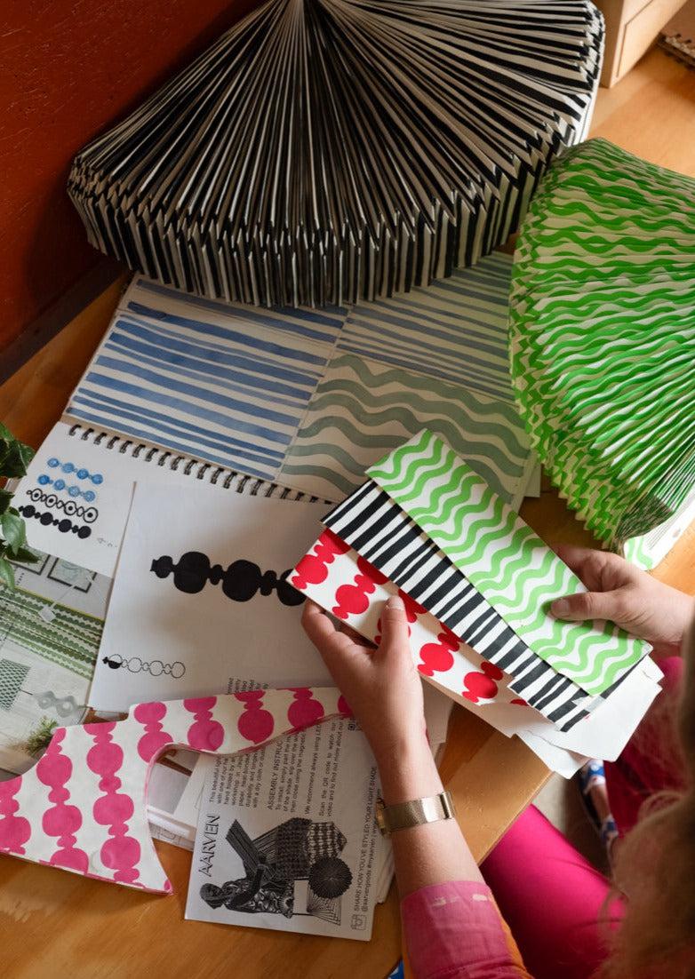 PRE-ORDER Origami Paper Lightshade Saucer 'Black Hand Drawn Stripes ...