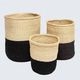 Kenyan Sisal Medium African Basket 'Black and Natural' – AARVEN