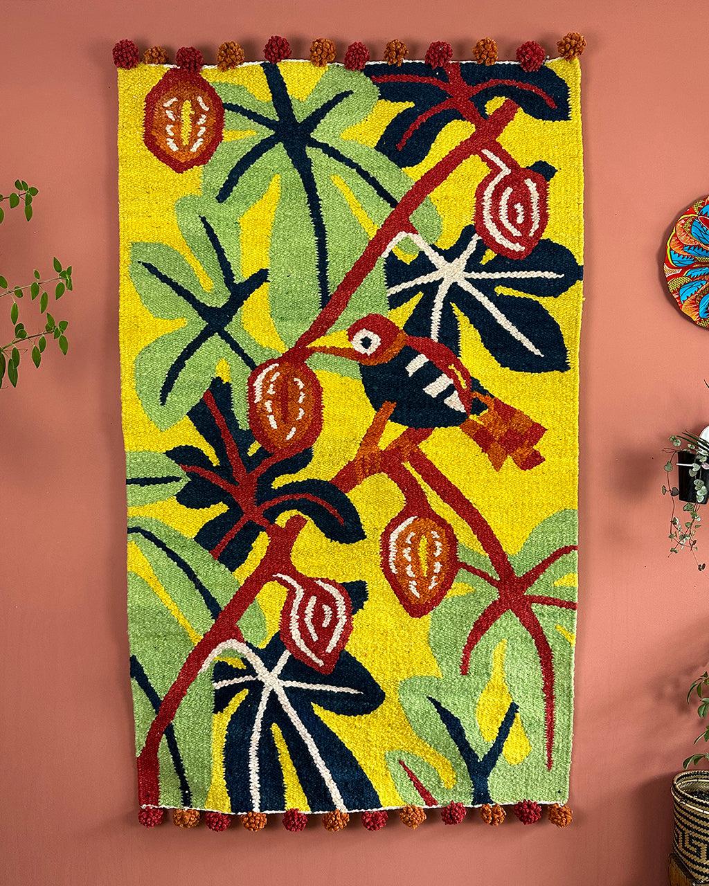 AARVEN Handmade Fig Eater Woven Wall Art Rug Tapestry
